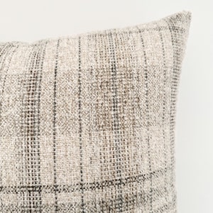 Calm Cream Plaid Pillow Cover, Distressed Plaid, Moody Plaid Pillow ...