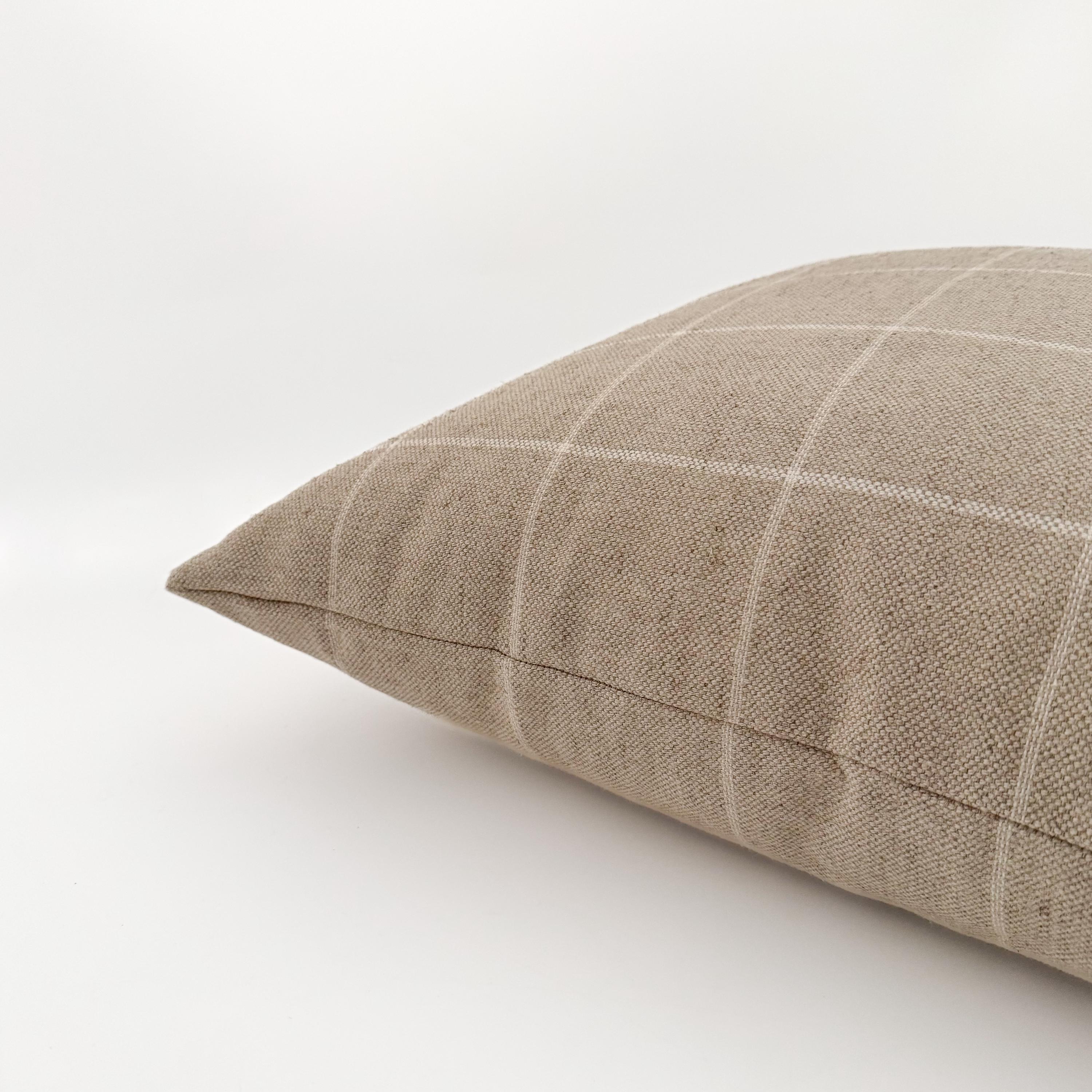 Windowpane Linen Pillow Cover, Natural Belgian Linen Pillows, Handmade ...