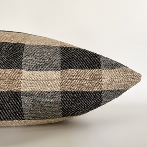 Brown Black Checkered Pillow Cover, Plaid Check Cushion Cover, Winter ...