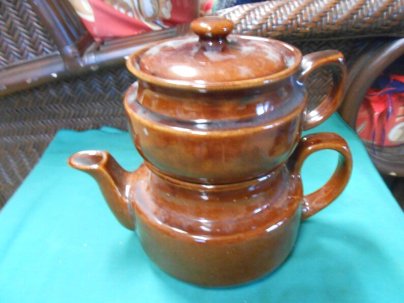 RARE Double DRIPOLATOR Tea/Coffee Pot..Brownware..USA Pottery | Etsy