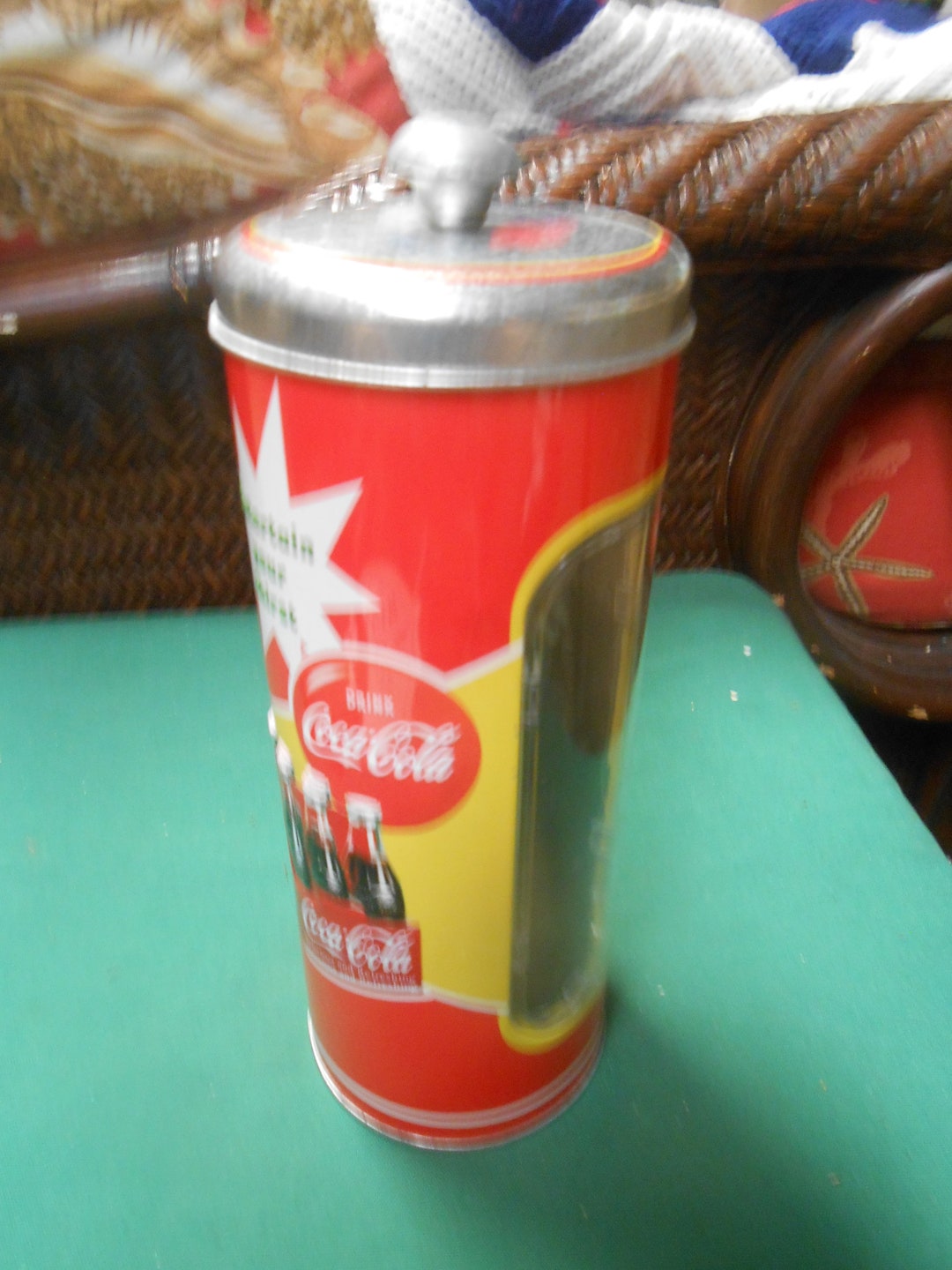 COCA COLA Tin Straw Holder - Etsy