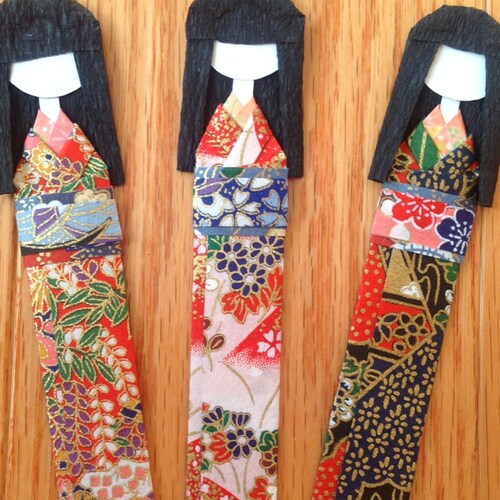 Handmade Japanese Origami Geisha Paper Doll Art Bookmarks - Etsy