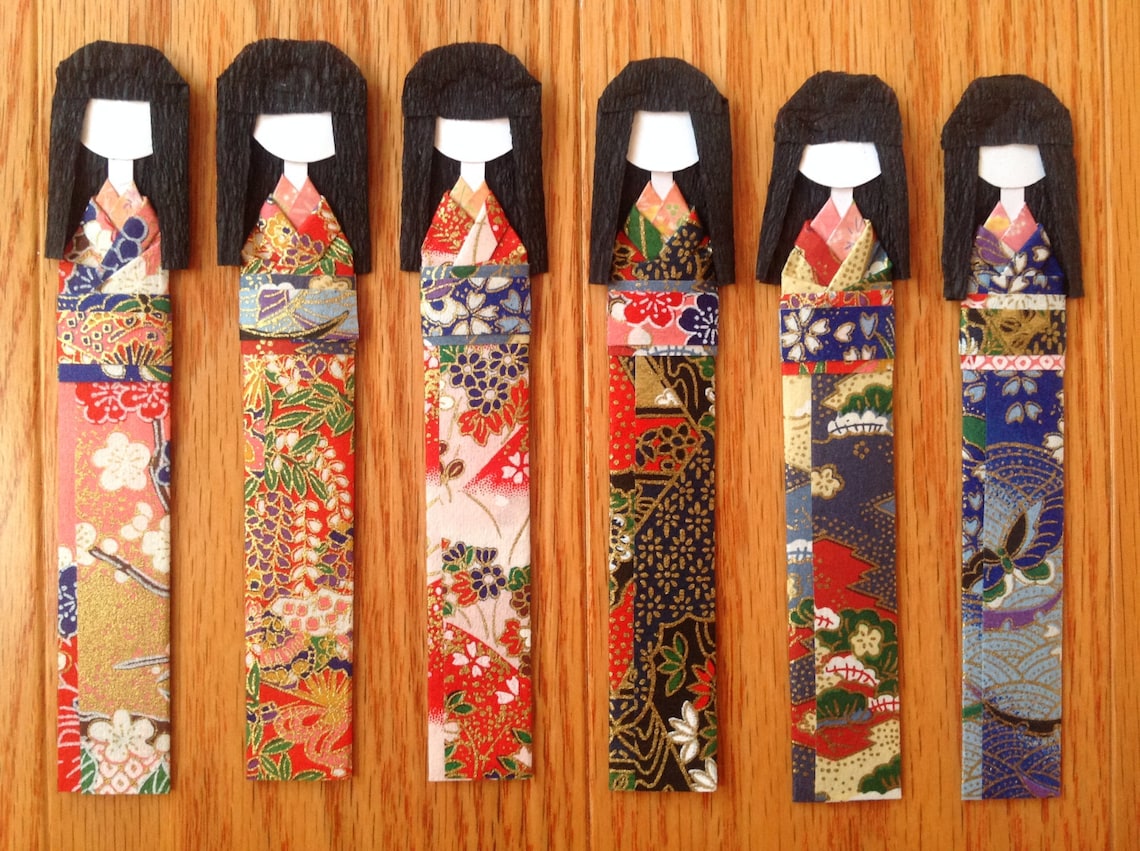 Handmade Japanese Origami Geisha Paper Doll Art Bookmarks - Etsy