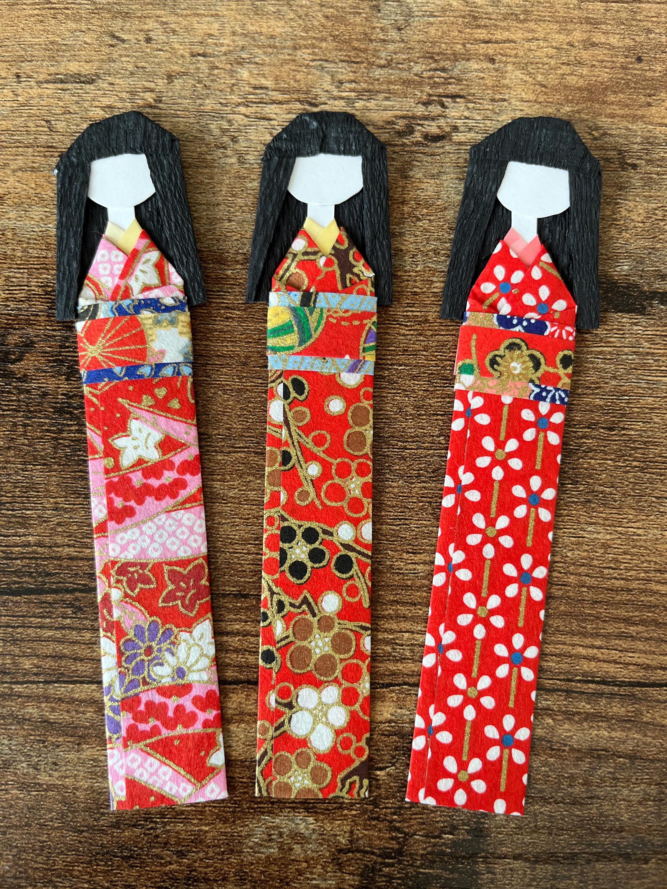 Handmade Japanese Origami Geisha Paper Doll Art Bookmarks - Etsy