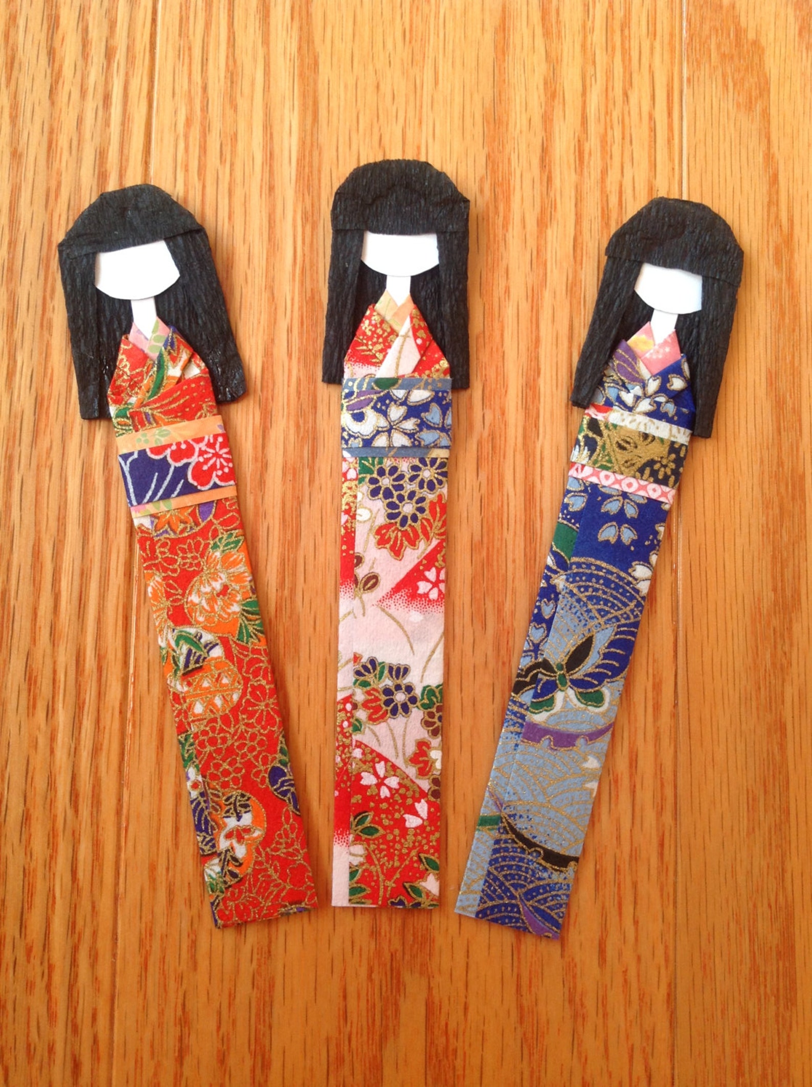 Handmade Japanese Origami Geisha Paper Doll Art Bookmarks - Etsy