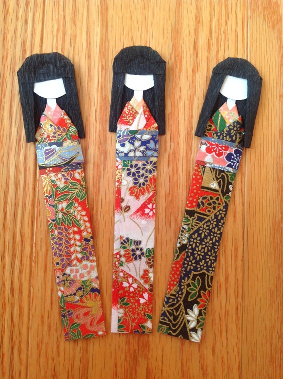 Handmade Japanese Origami Geisha Paper Doll Art Bookmarks - Etsy