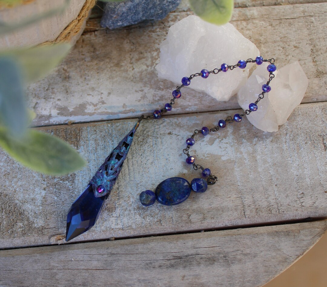 Pendulum Blue Swarovski Crystal & Lapis Lazuli Pendulum With Hand ...