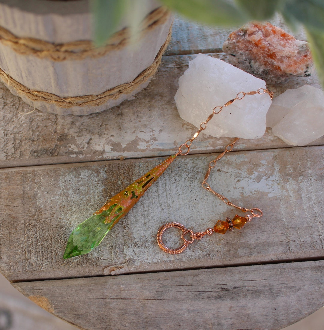 Pendulum Pretty Green Swarovski Crystal Pendulum With Hand Painted ...