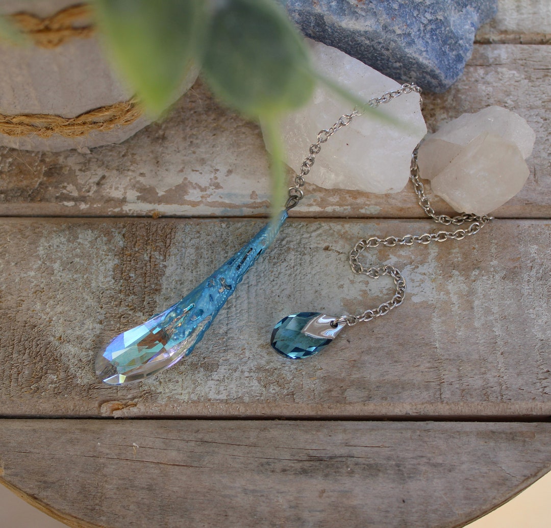 Blue Pendulum Fairy Wing Swarovski Crystal Pendulum 40mm With Hand ...