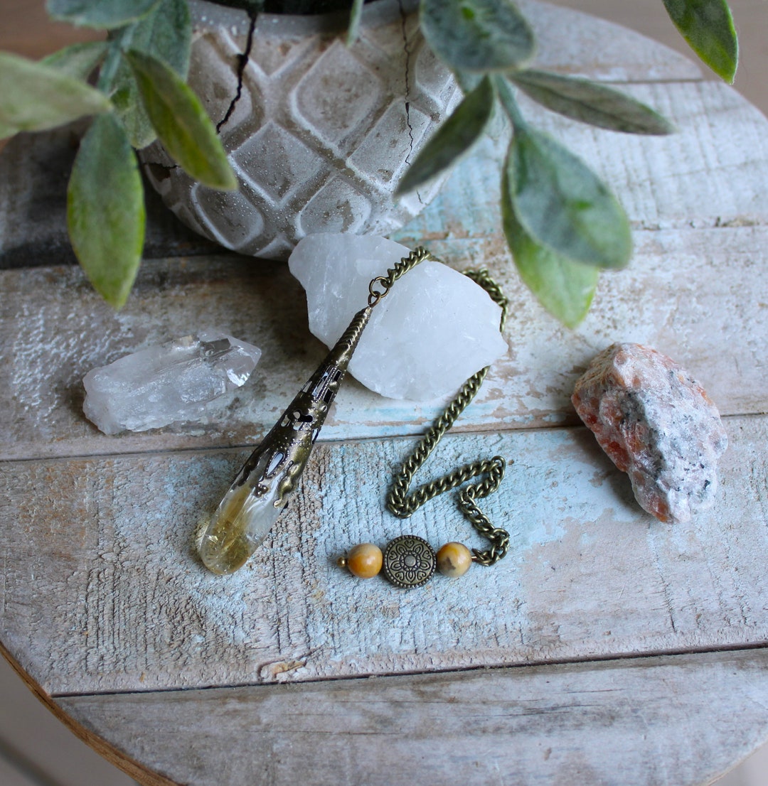 Pendulum Yellow Citrine Pendulum With Crazy Lace Agate Beads ...