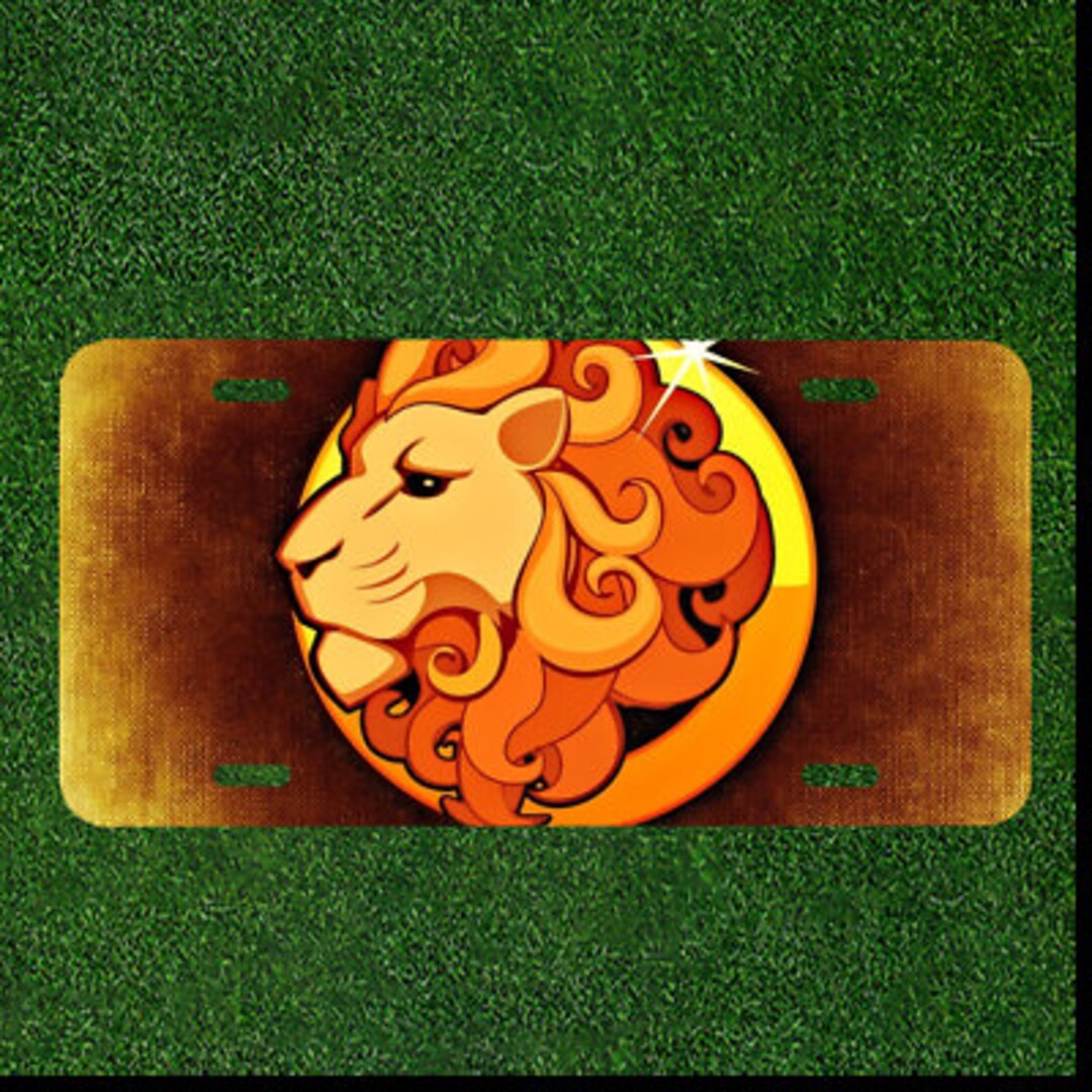 Custom Personalized License Plate Auto Tag With Fancy Lion Design - Etsy