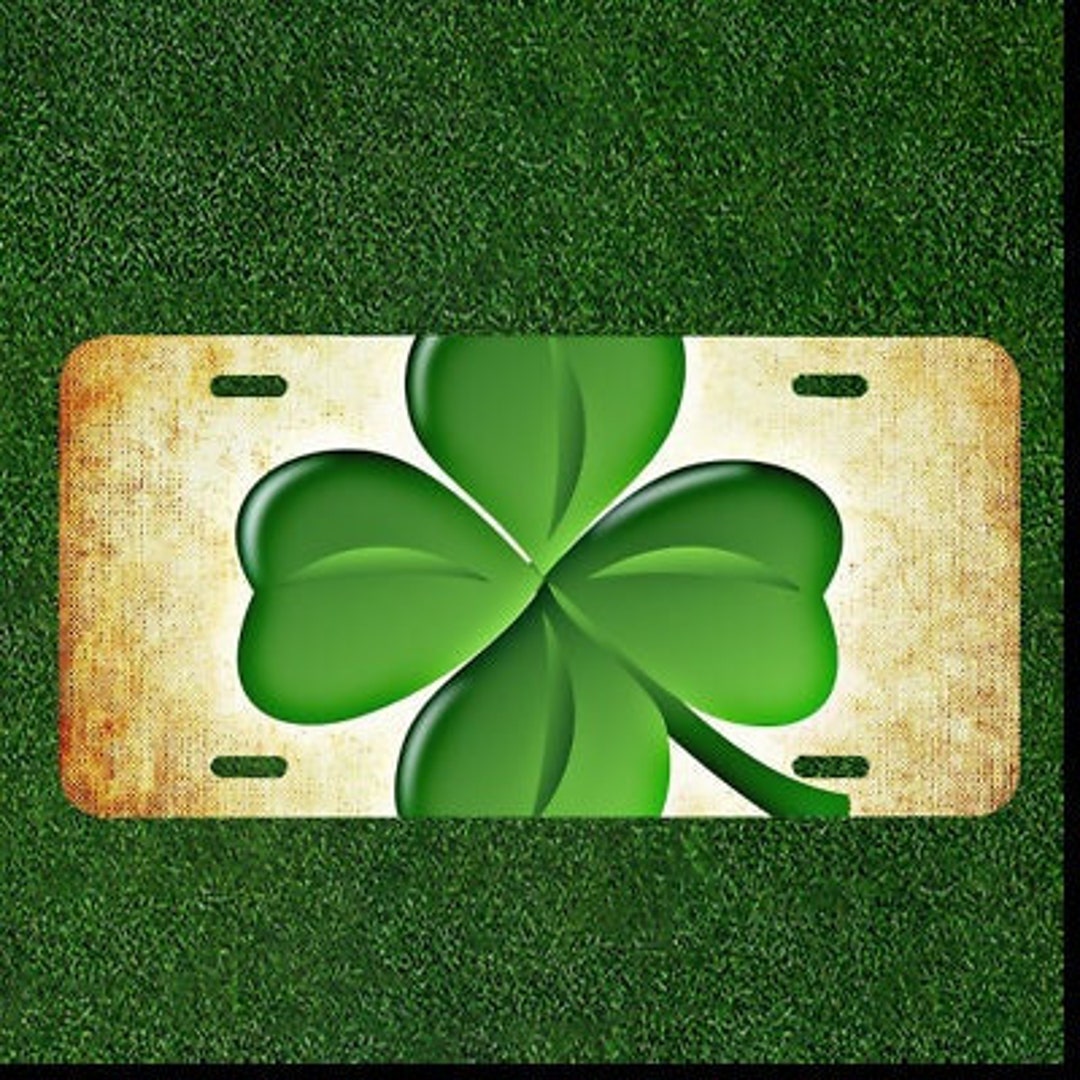 Custom Personalized License Plate Auto Tag With Four Leaf Clover Design ...