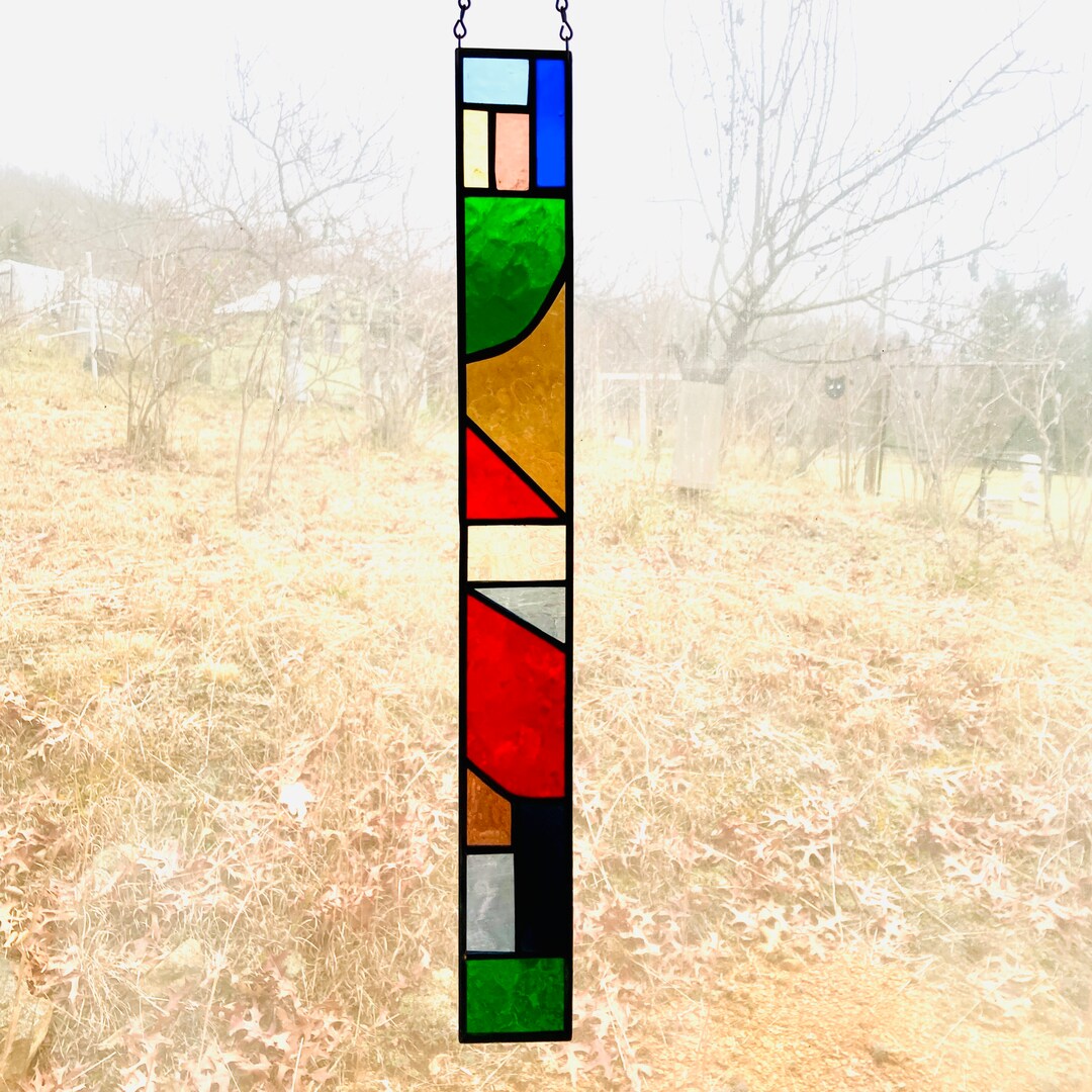 Stained Glass Bright Color Blenko Mouth Blown Glass Light Bar, Light ...