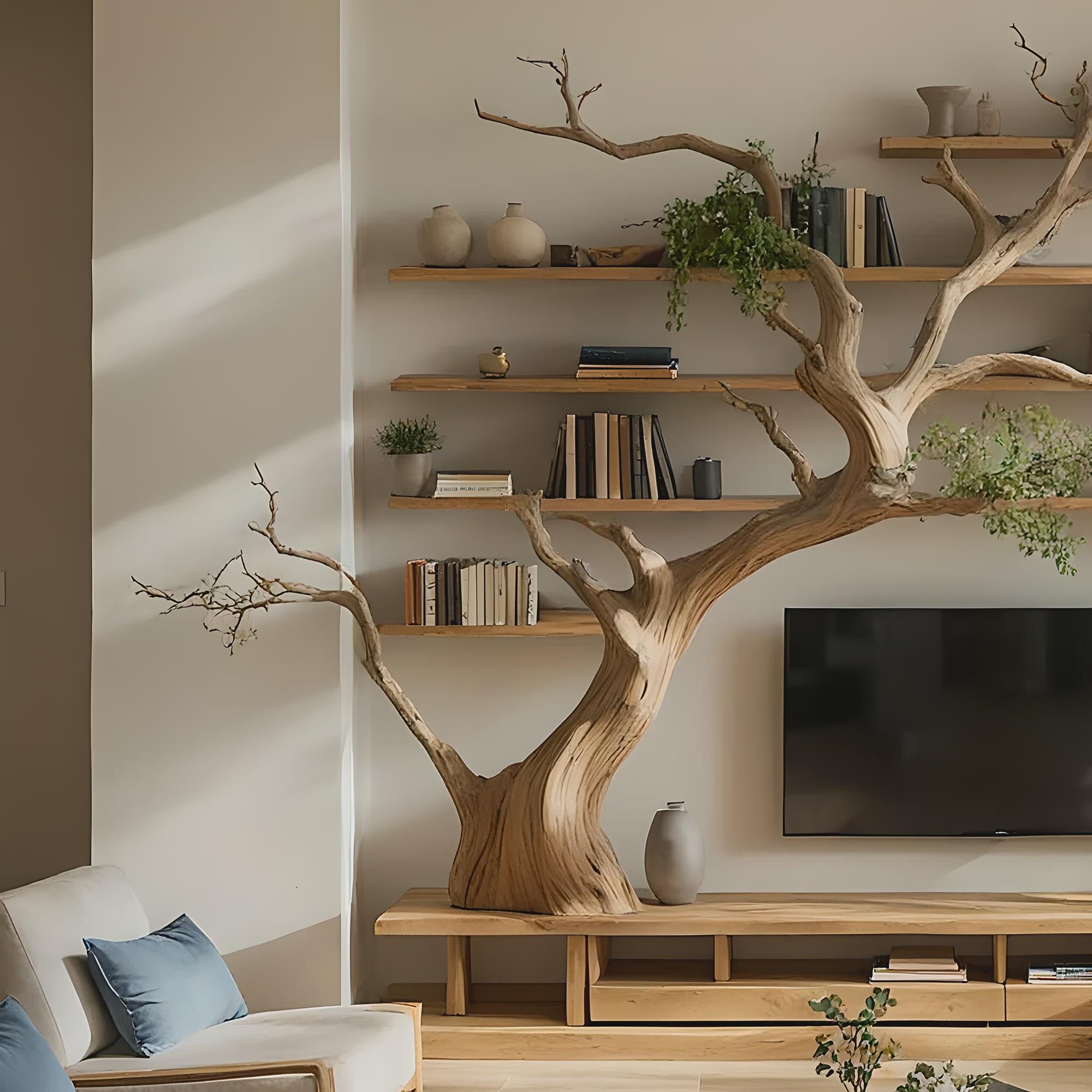 Sculptural Tree Branch Shelf – Floating TV Console for Living Room - Etsy