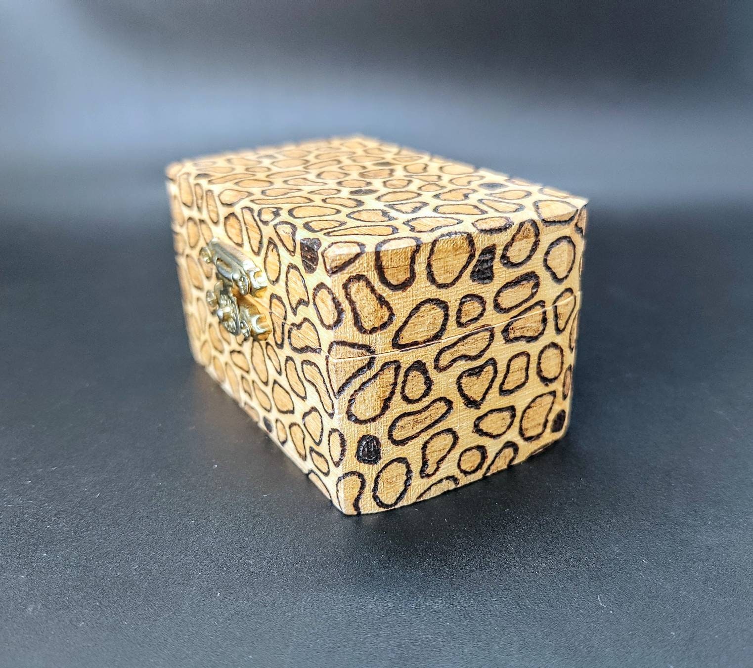 Leopard Print Hand Burned Wooden Box, Pyrography, Jewelry Box, Treasure ...