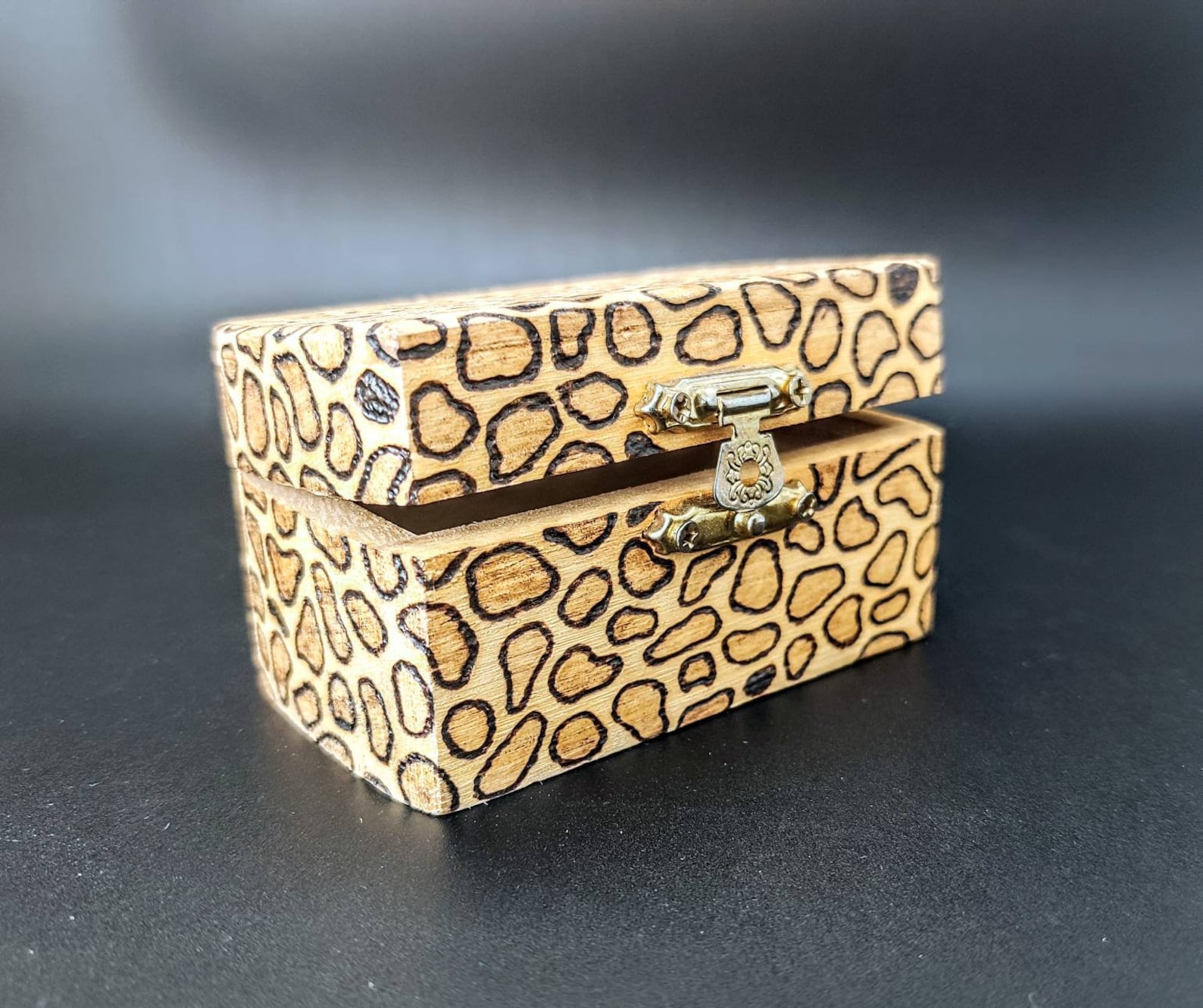 Leopard Print Hand Burned Wooden Box, Pyrography, Jewelry Box, Treasure ...