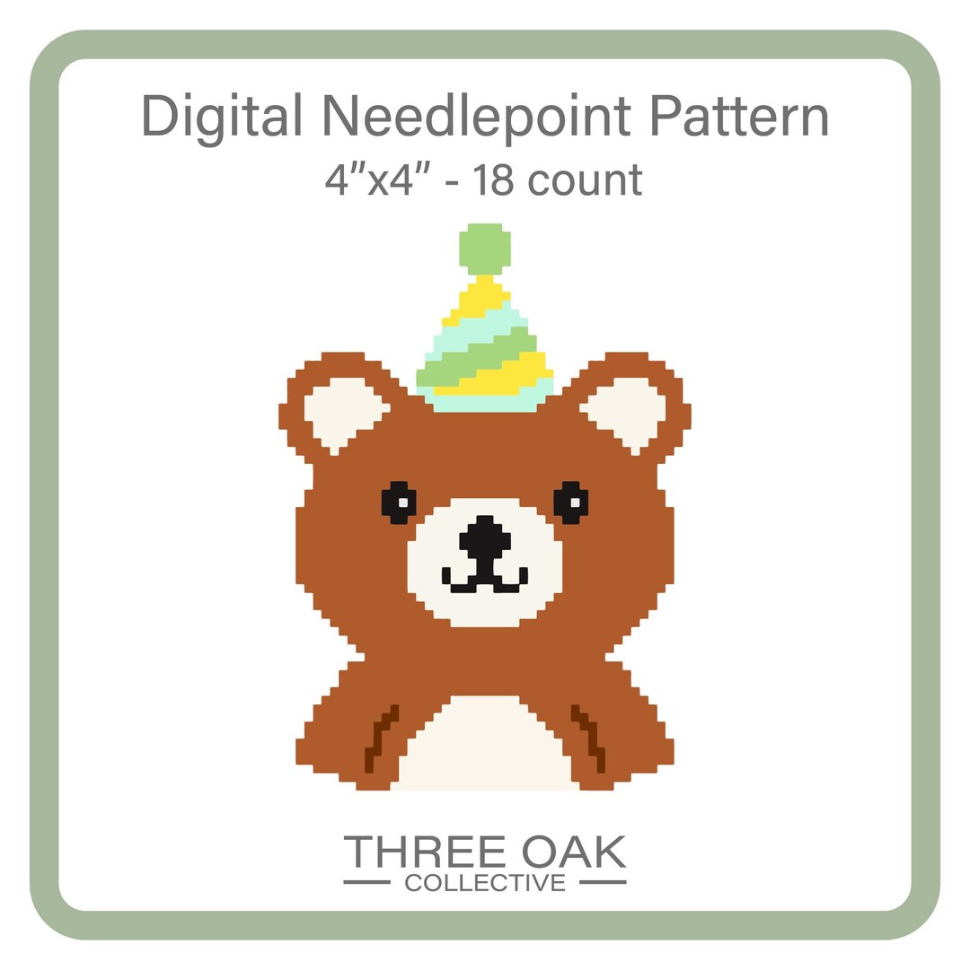 Digital Needlepoint Pattern – Party Bear - Etsy