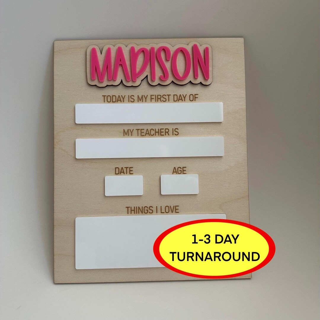Personalized Back-to-school Sign - Custom First Day of School Board - Etsy