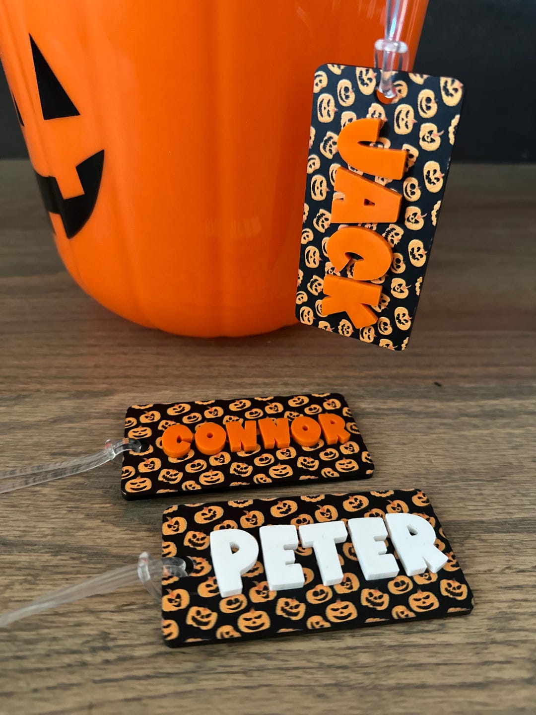 Personalized Acrylic Halloween Bucket Tag: Custom Trick or Treat Bag ...
