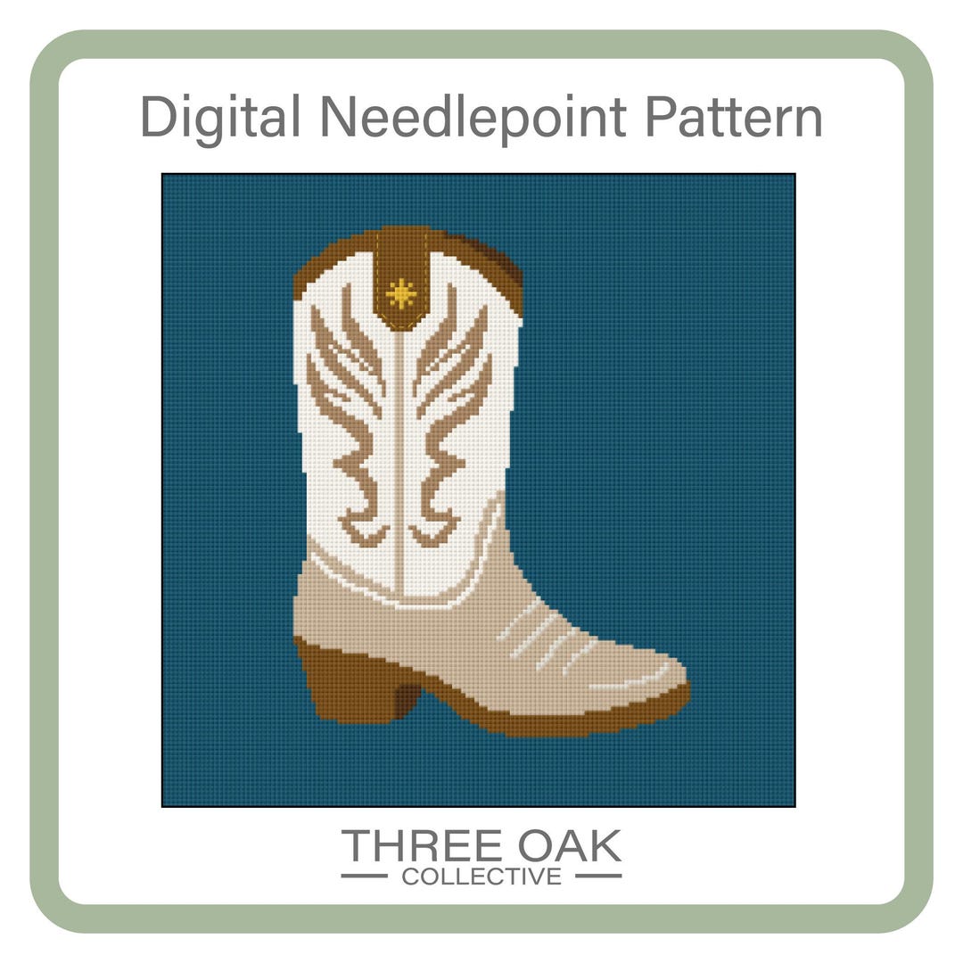 Digital Needlepoint Pattern - Cowboy Boot - Acrylic Tray Insert ...