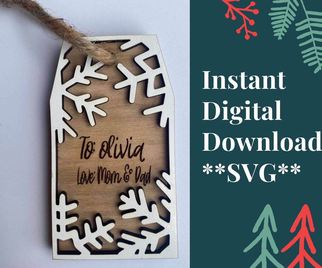 Christmas Gift Tag Svg, File for Glowforge, Laser Cutting SVG, Stocking ...