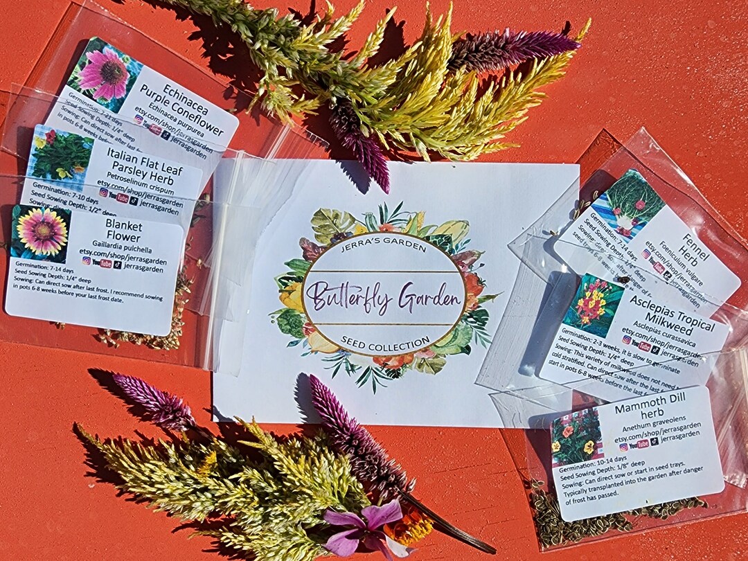Butterfly Garden Host & Nectar Plants Seed Collection Gift Set (6 ...