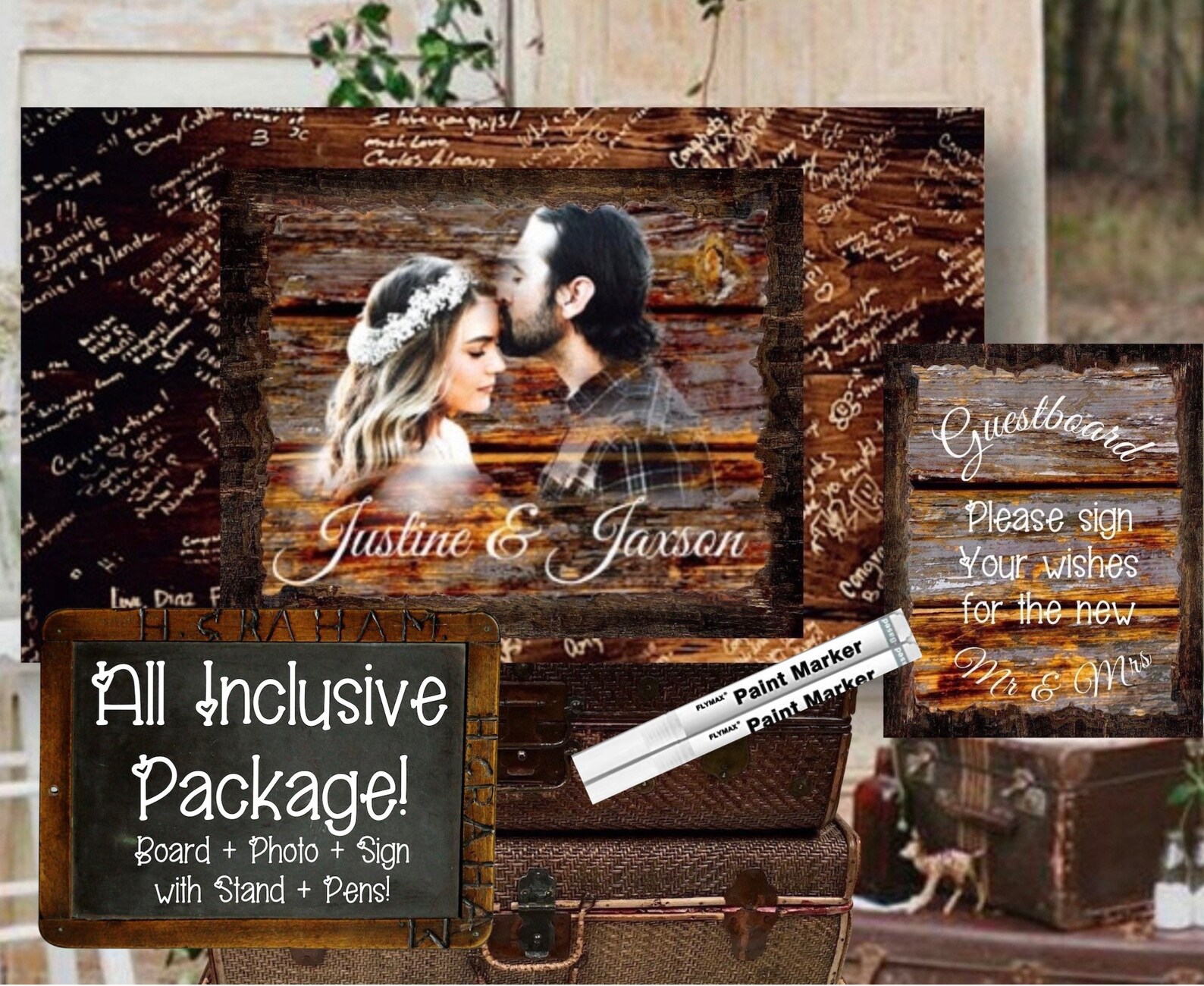 WOOD Guest Board Wedding Decor Wood Photo Guest Book Sign - Etsy