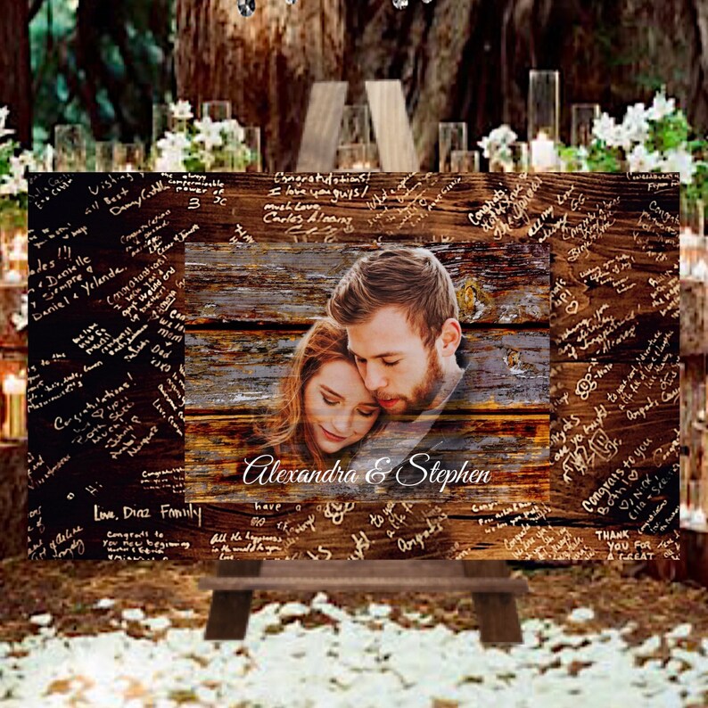 WOOD Guest Board Wedding Decor Wood Photo Guest Book | Etsy