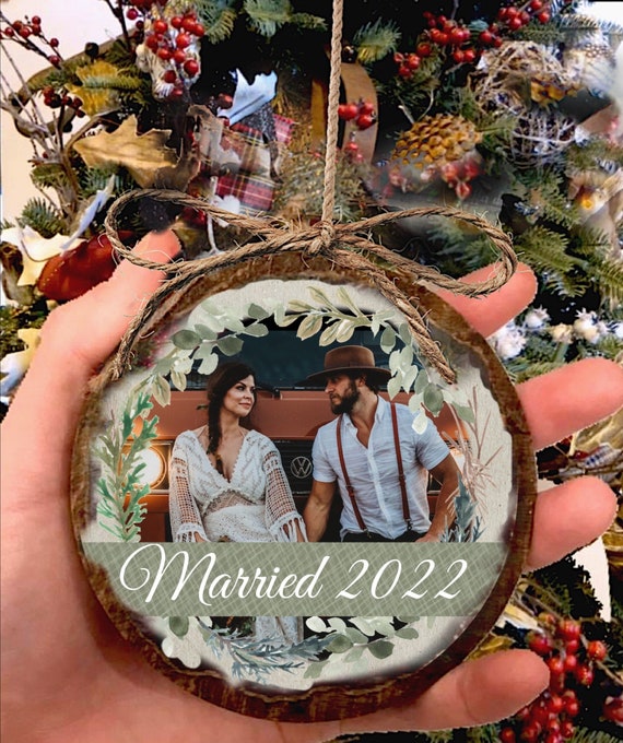 WOOD Wedding Photo Ornament Photo Gift Christmas Married 2024 First Christmas Married Christmas Gift Wood Picture Christmas Ornament Etsy Ireland