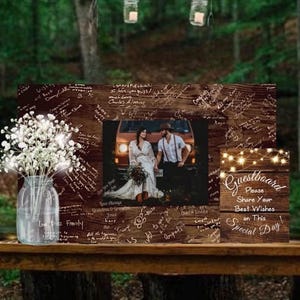 WOOD Guest Board Wedding Decor Wood Photo Guest Book Sign Alternative ...