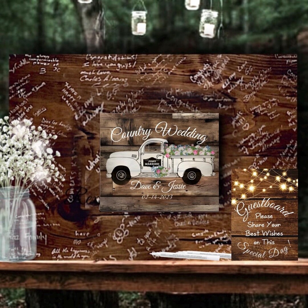 Country Wedding Rustic Truck Wedding Decor Barn Wedding Guestbook ...
