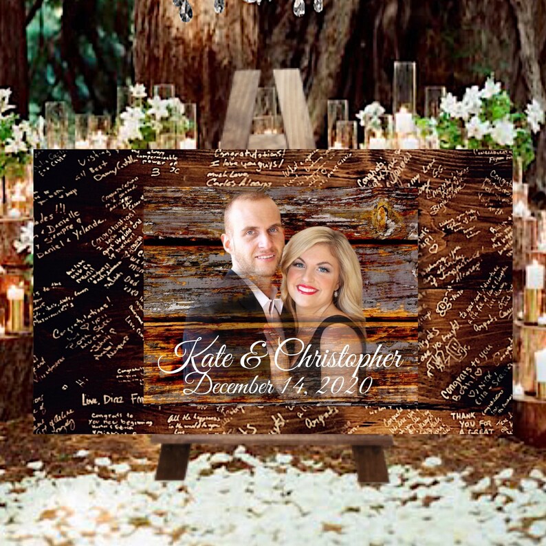 WOOD Guest Board Wedding Decor Wood Photo Guest Book | Etsy
