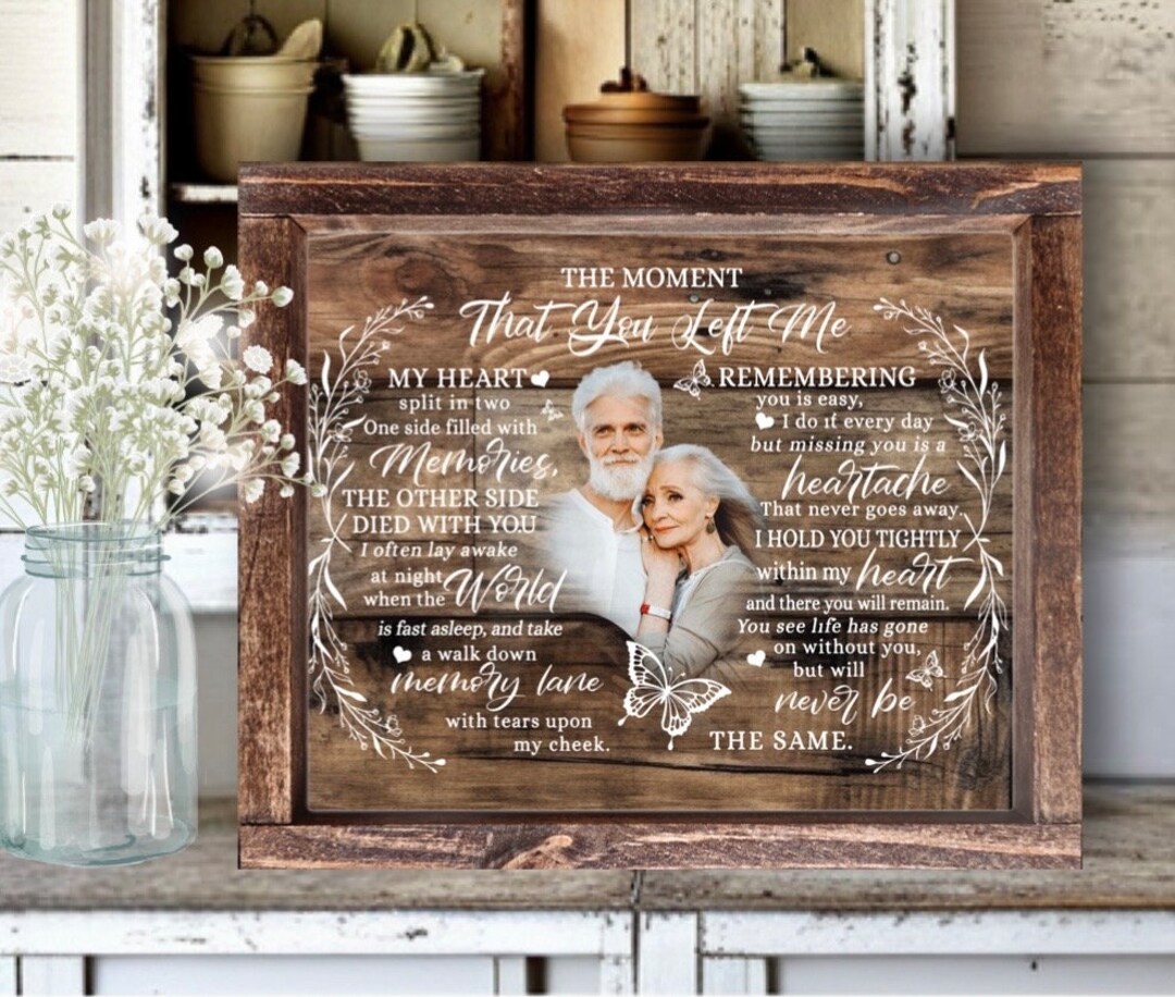 Memorial Photo Gift Picture Frame Sympathy Gift Loss of Husband Wife ...