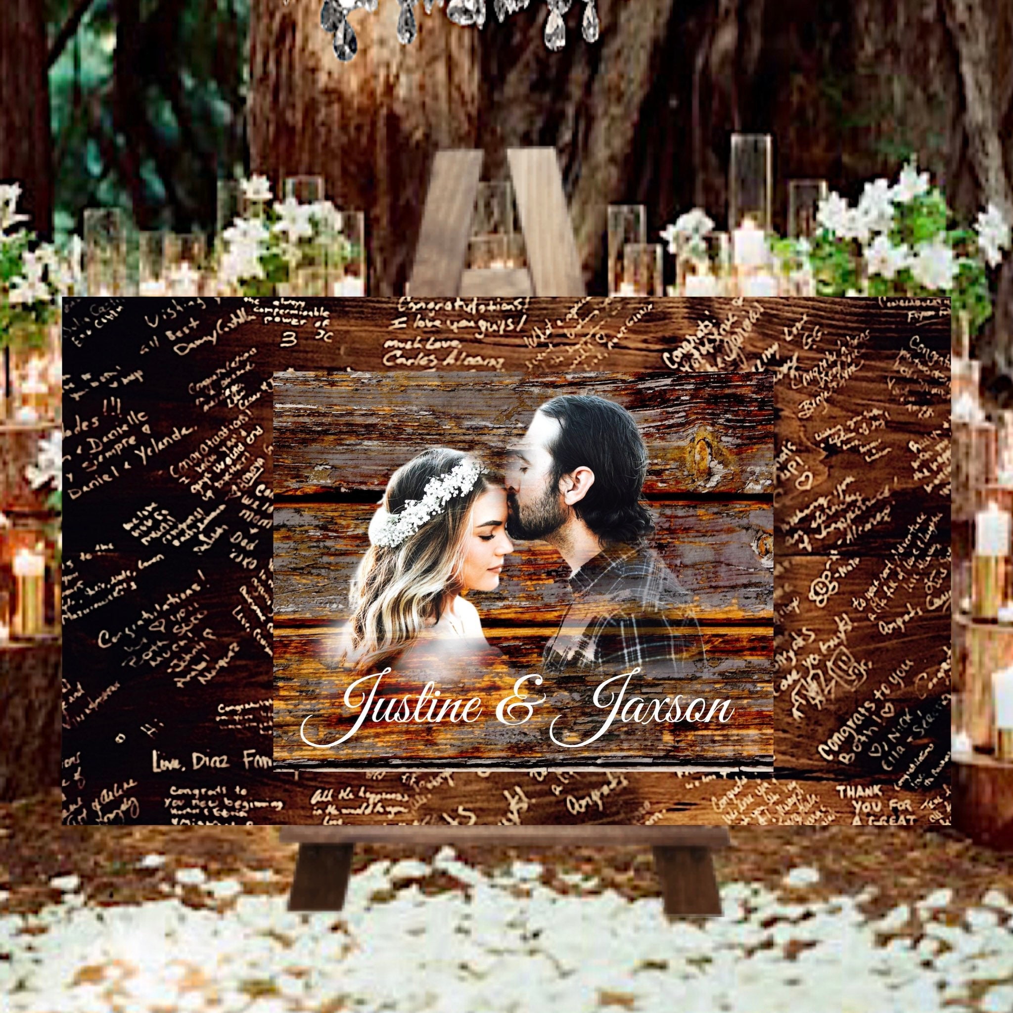 WOOD Guest Board Wedding Decor Wood Photo Guest Book | Etsy
