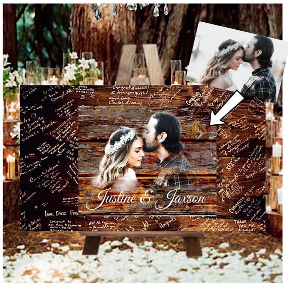 WOOD Guest Board Wedding Decor Wood Photo Guest Book | Etsy