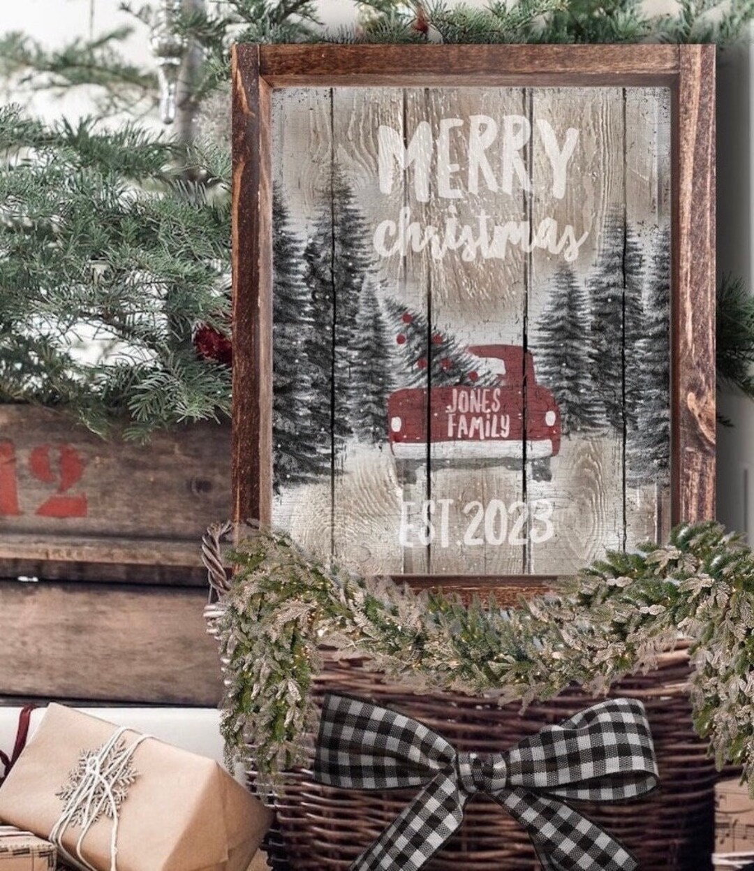 Personalized Wood Christmas Sign Personalised Name Sign Wooden ...