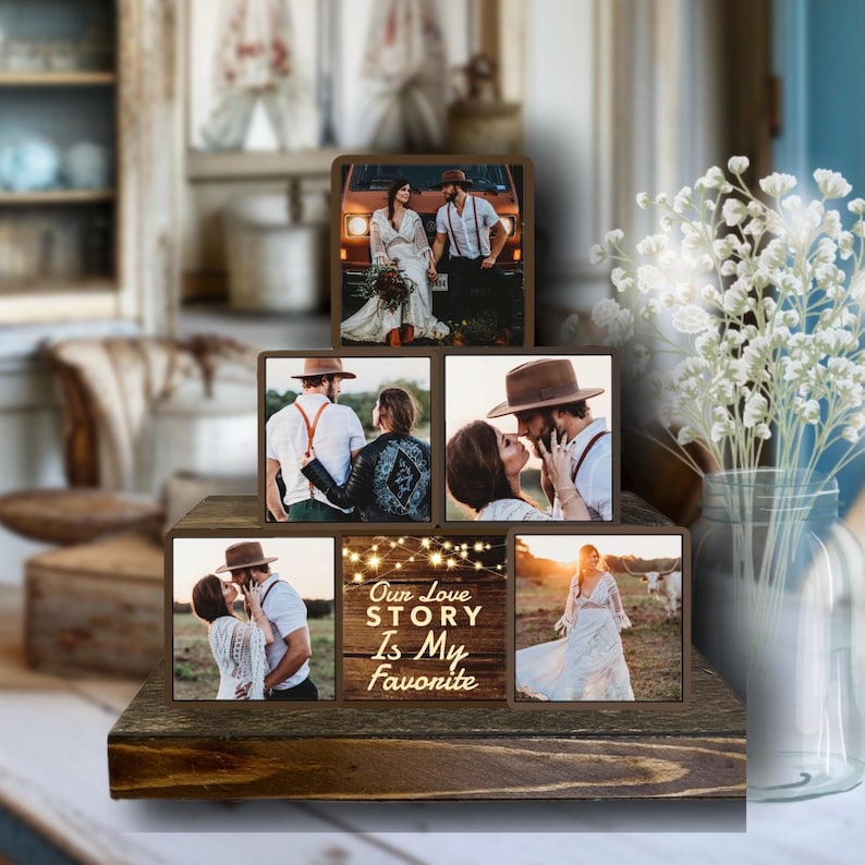 Fathers Day Gift for Dad: Custom Photo Collage Blocks With Text - Etsy UK