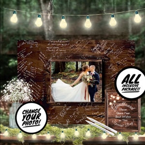 WOOD Guest Board Wedding Decor Wood Photo Guest Book Sign Alternative ...