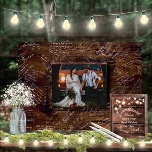 WOOD Guest Board Wedding Decor Wood Photo Guest Book Sign Alternative ...