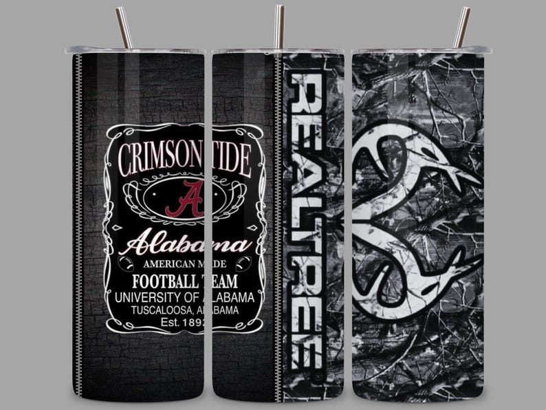 Digital PNG Crimson Tide Whiskey Label on Burnt Wood and Realtree ...