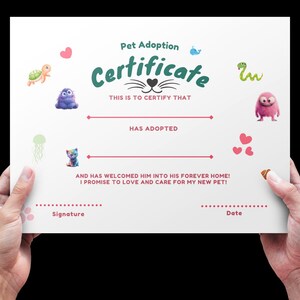 Printable Plushie Stuffed Animal Adoption Certificate Downloadable ...