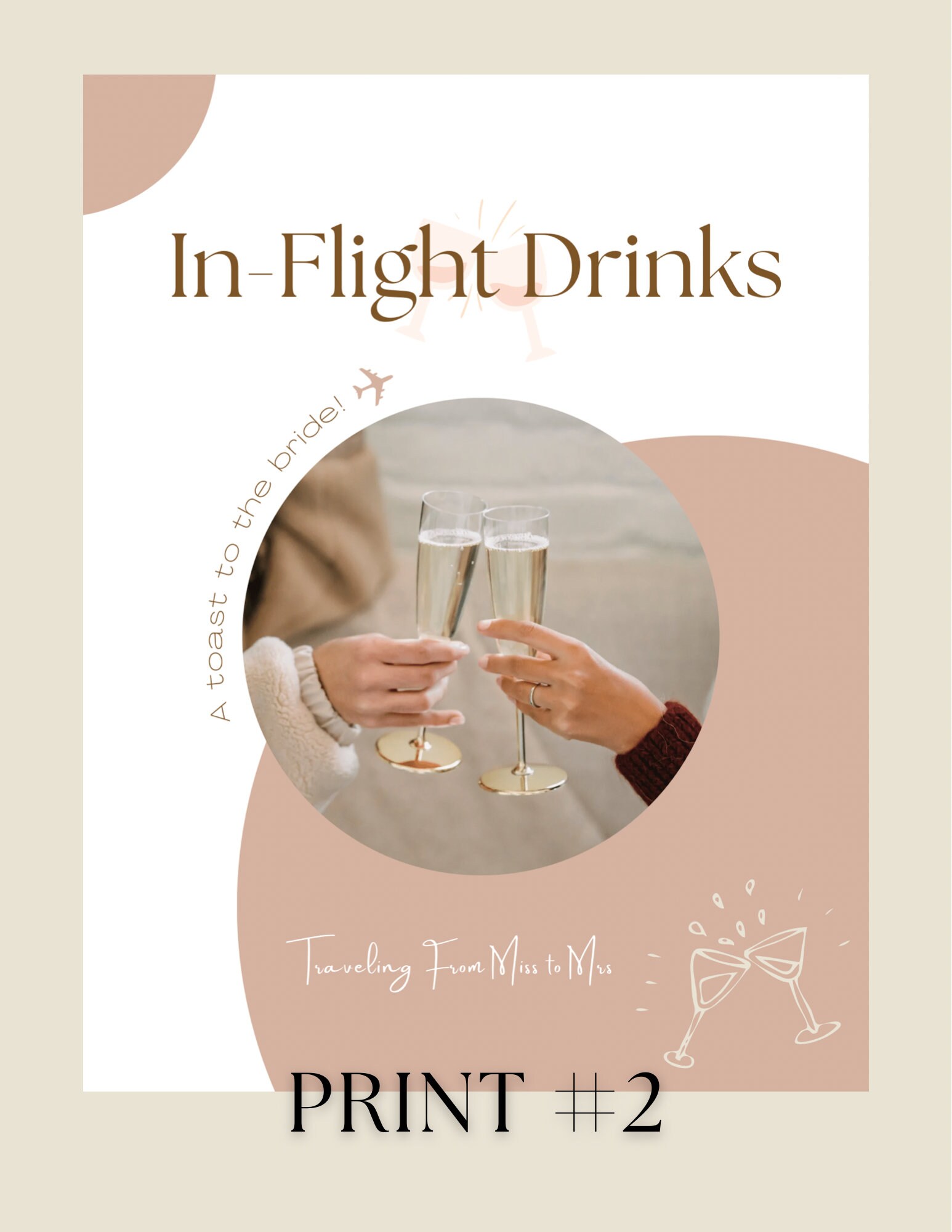 In-flight Drinks Bridal Print Sign Traveling From Miss to Mrs INSTANT ...