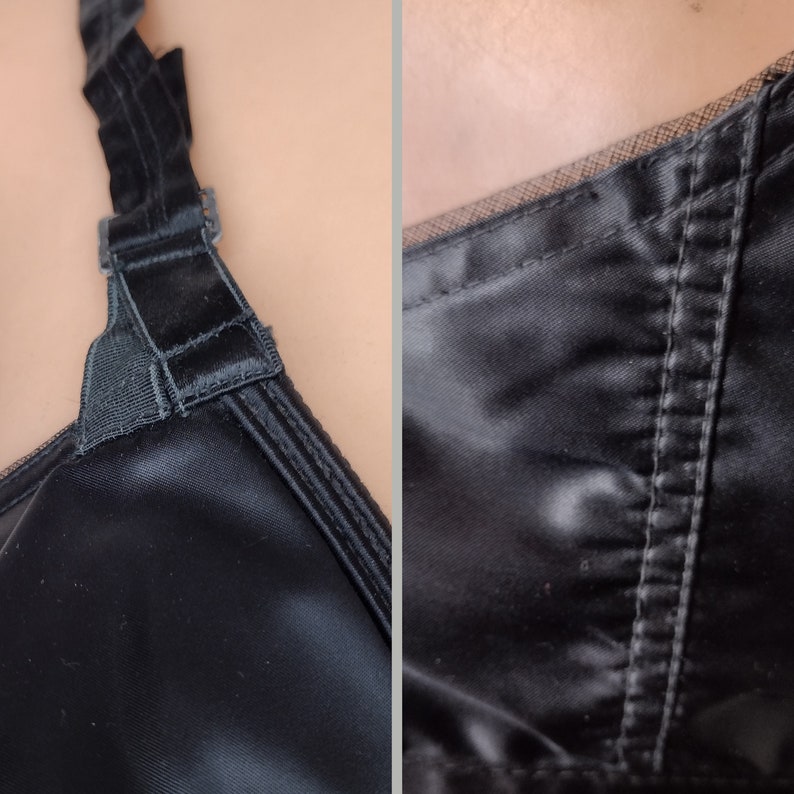 1950's 40s Black Satin Overwire Pointy Plunge Bra / Pinup Pin up / 1940 ...