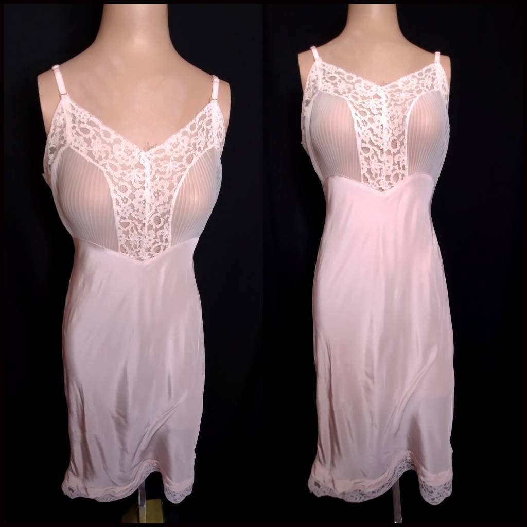1950's Ballet Pink Slip / Sheer Knife Pleated Bust / Lace - Etsy