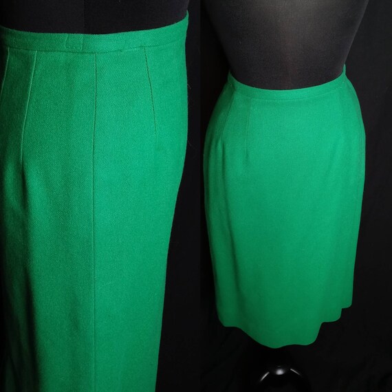 1950's Bright Kelly Green Lined Wool High Waisted Pen… - Gem