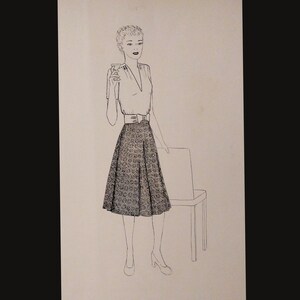 Original 1940's 40s Hand Drawn Fashion Illustration SET of 3 / Drawings ...