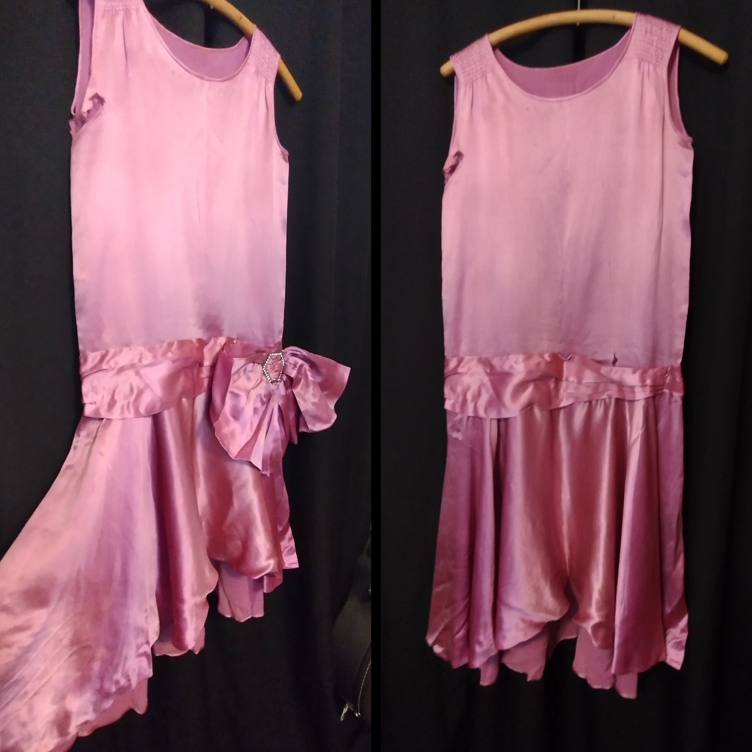 1920's 20s Bright Lilac Satin Flapper Party Dress / Bow / - Etsy