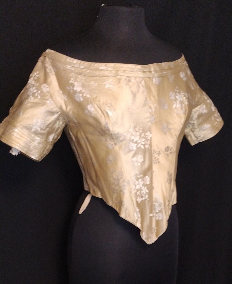 Mid 19th Century Gold Silk Brocade Dress Bodice / Early Victorian ...