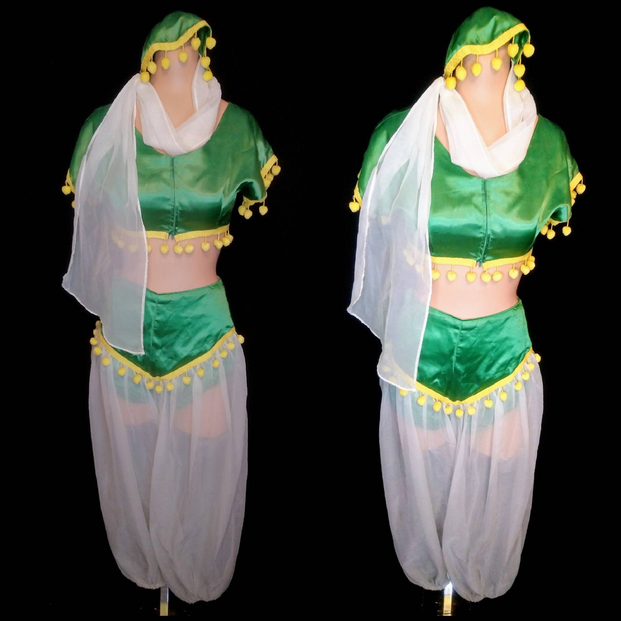 1950s Harem Girl Costume Green Satin Genie Bellydance Etsy