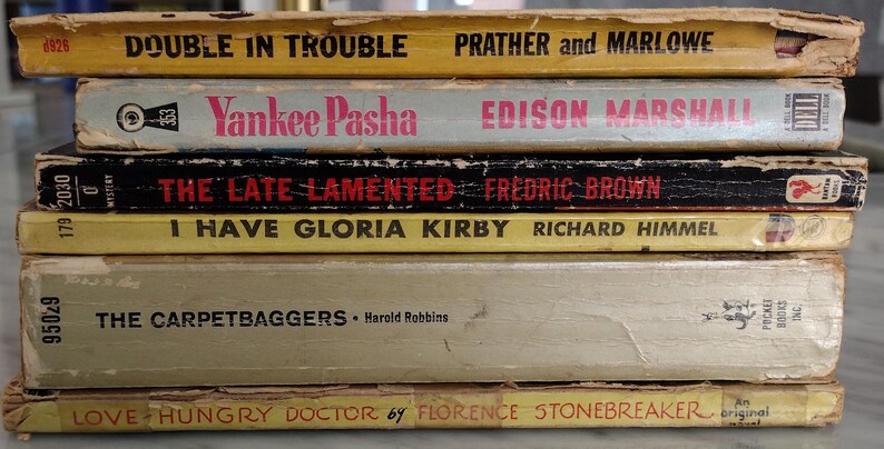SET of 6 1950's 60s Pulp Fiction Paperback Books / Detective Murder ...